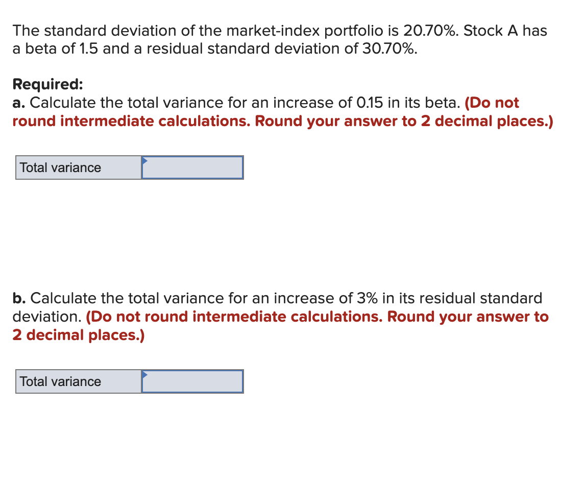 The standard deviation of the market-index portfolio | Chegg.com