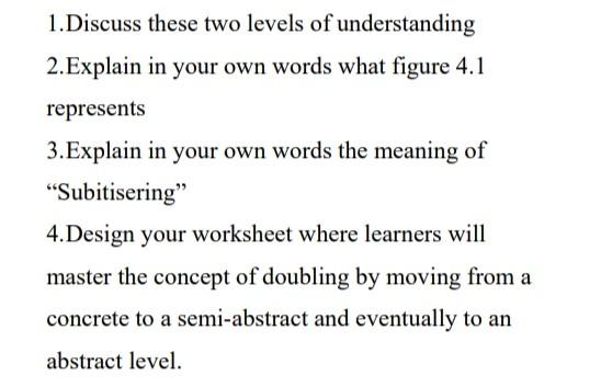 1. Discuss these two levels of understanding | Chegg.com