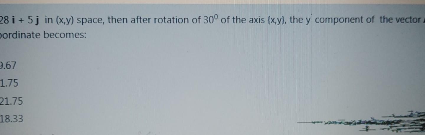 Solved 28 i +5j in (x,y) space, then after rotation of 30° | Chegg.com