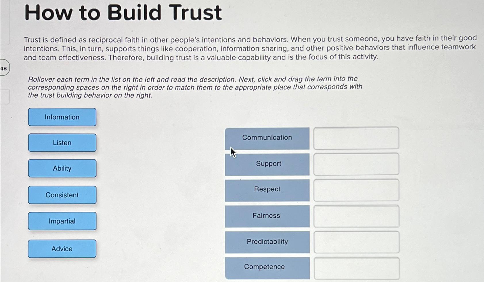 Solved How to Build TrustTrust is defined as reciprocal | Chegg.com