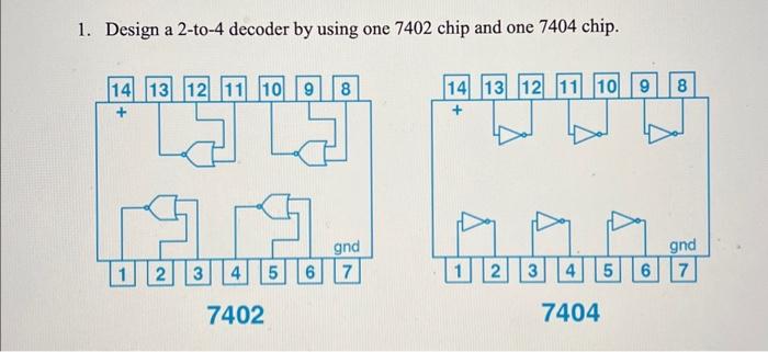 Solved Design a 2-to- 4 decoder by using one 7402 chip and | Chegg.com
