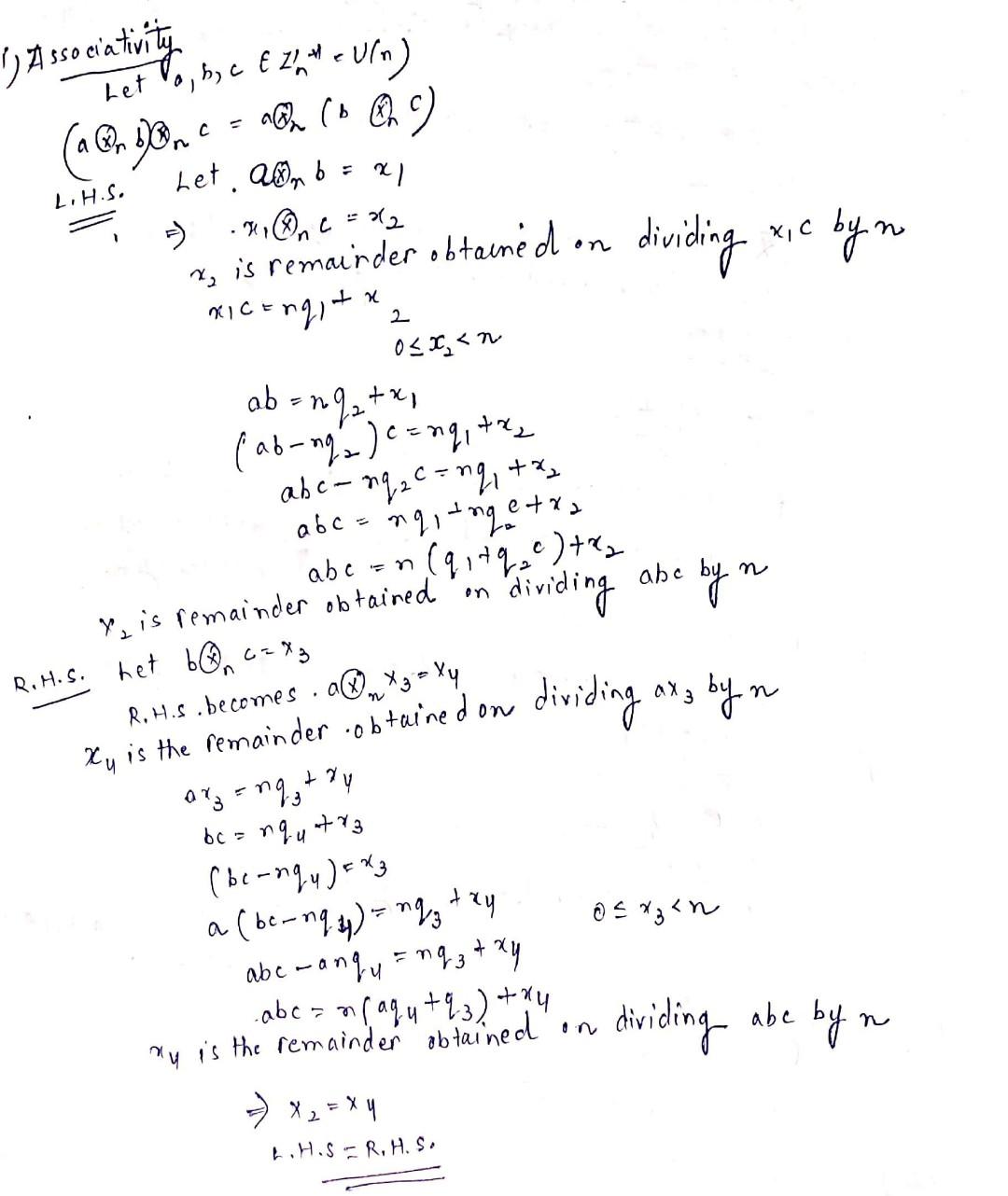 Solved This is proof written by me on multiplication modulo | Chegg.com