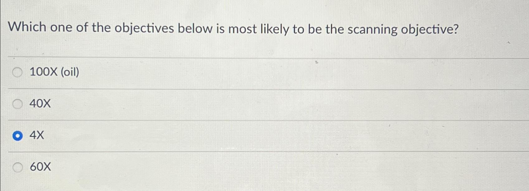 Solved Which one of the objectives below is most likely to | Chegg.com