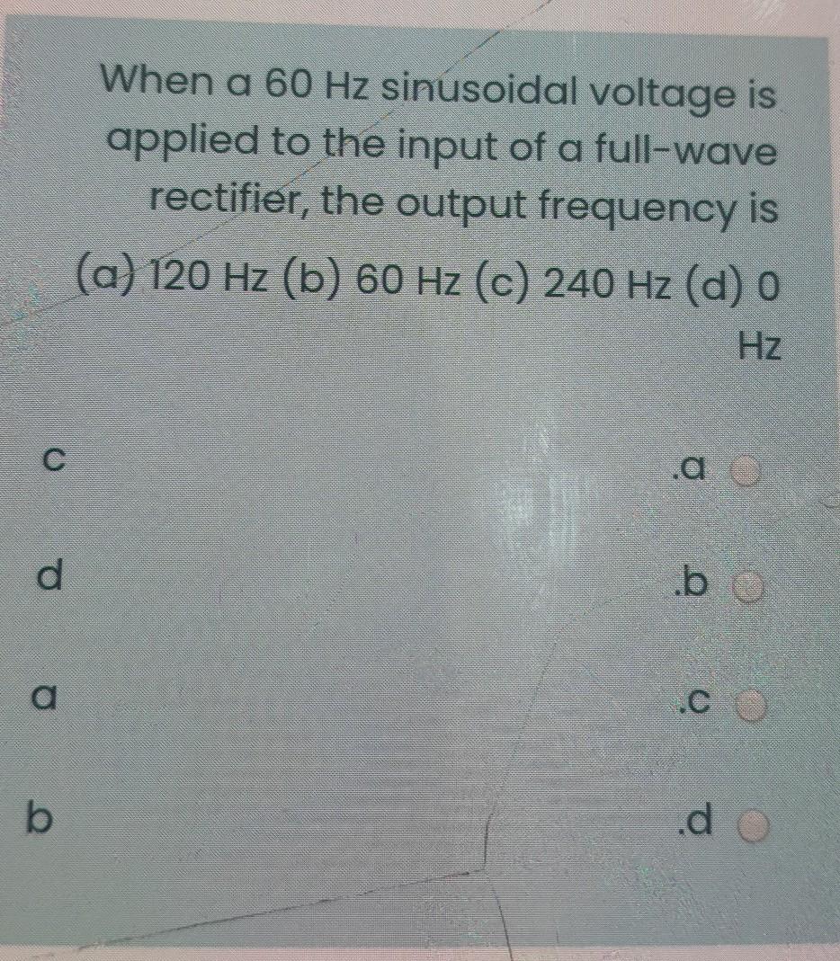 Solved When a 60 Hz sinusoidal voltage is applied to the | Chegg.com