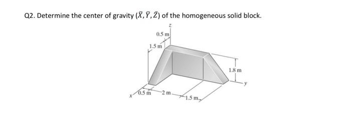 Solved Q2. Determine the center of gravity (Xˉ,Yˉ,Zˉ) of the | Chegg.com