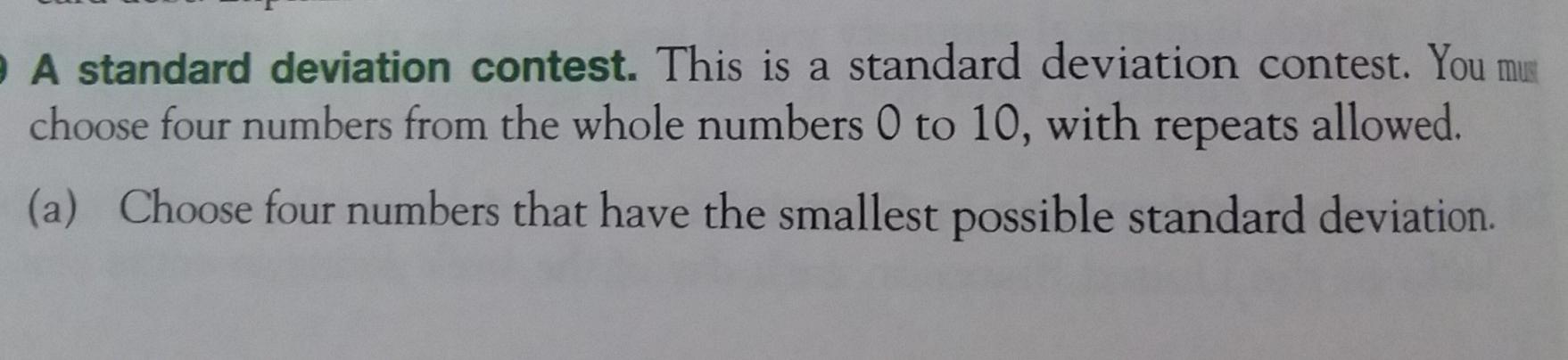 Solved A standard deviation contest. This is a standard | Chegg.com