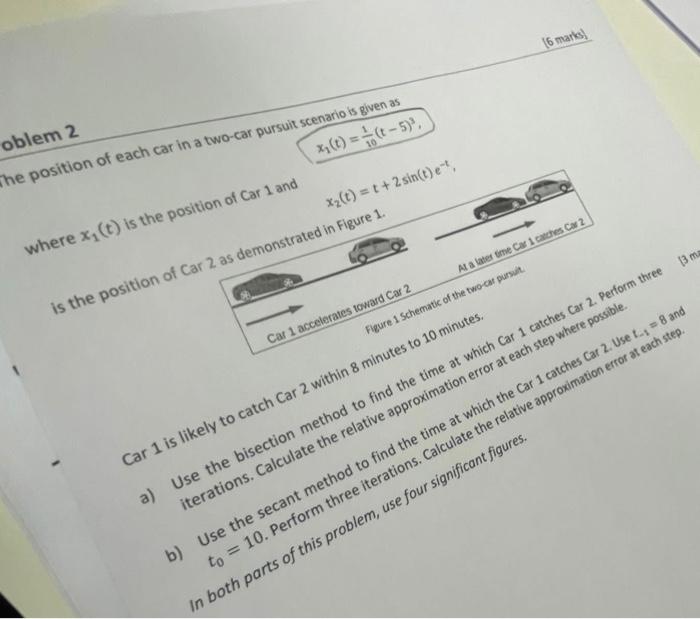 Solved The position of each car in a two-car pursuit | Chegg.com
