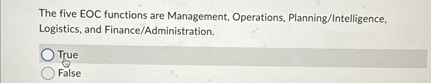 Solved The five EOC functions are Management, Operations, | Chegg.com