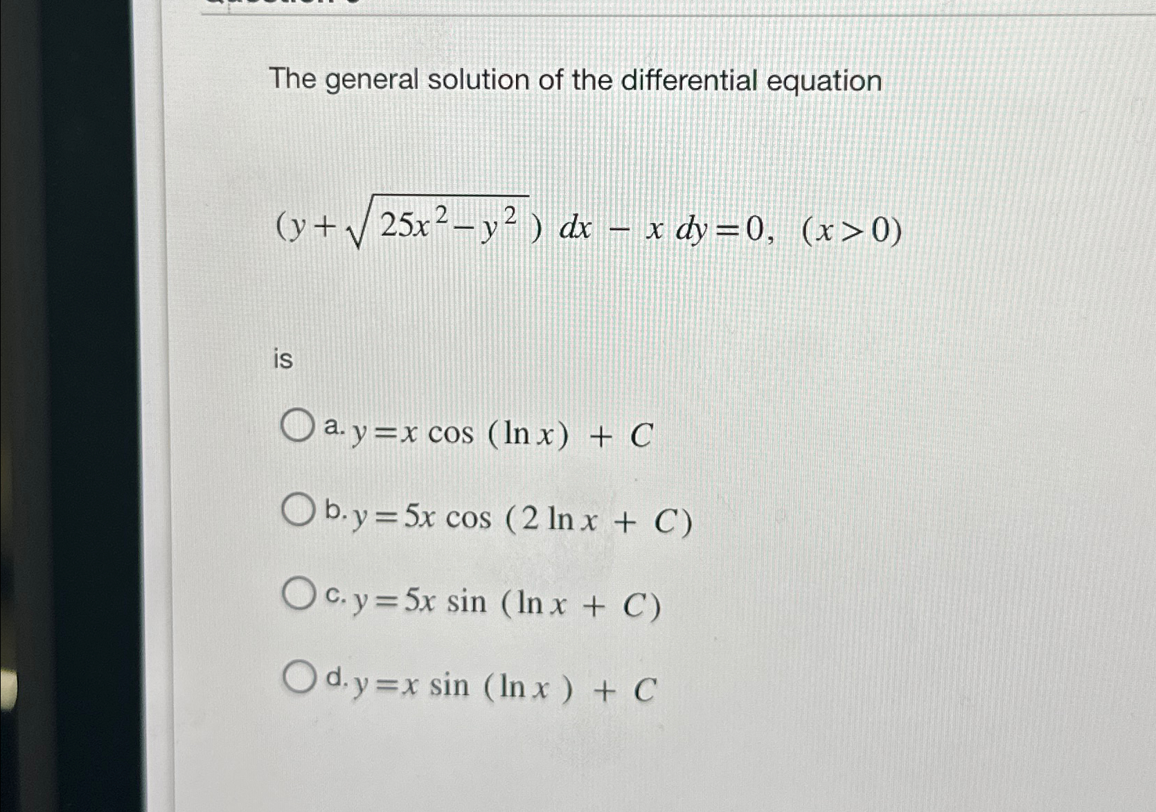 Solved The general solution of the differential | Chegg.com