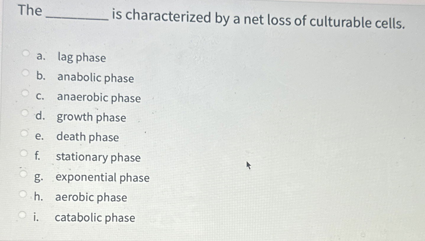 Solved The q, ﻿is characterized by a net loss of culturable | Chegg.com