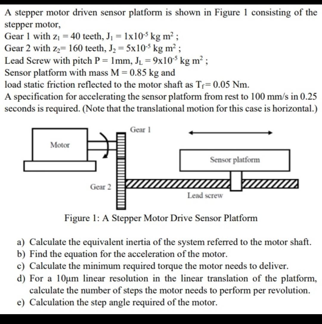 Solved A stepper motor driven sensor platform is shown in | Chegg.com