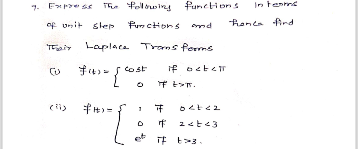 Solved Express the following functions interms of unit step | Chegg.com