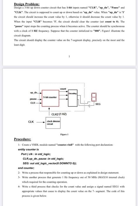 Solved Design Problem: Desiga a 3-bit up down counter | Chegg.com