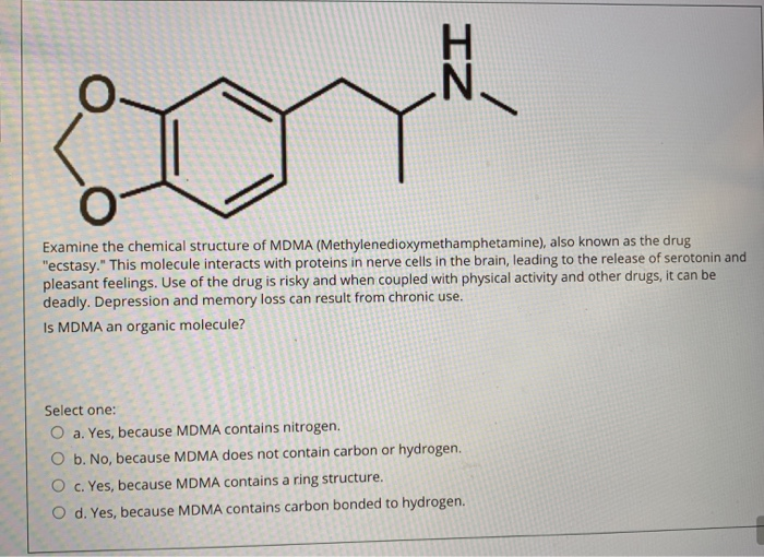 Solved IZ Examine the chemical structure of MDMA | Chegg.com