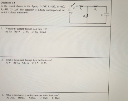 Solved Questions 1-3In the circuit shown in the figure, | Chegg.com