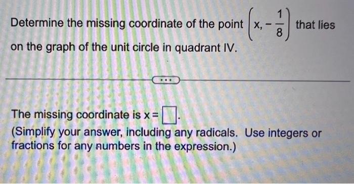 Solved Determine the missing coordinate of the point (x,−81) | Chegg.com