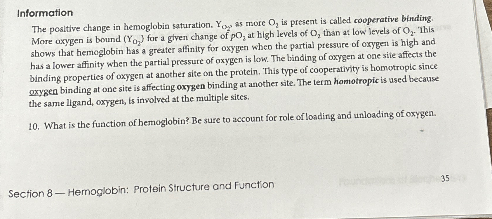 Solved InformationThe positive change in hemoglobin | Chegg.com
