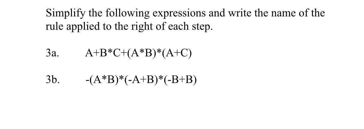 Solved Simplify the following expressions and write the name | Chegg.com
