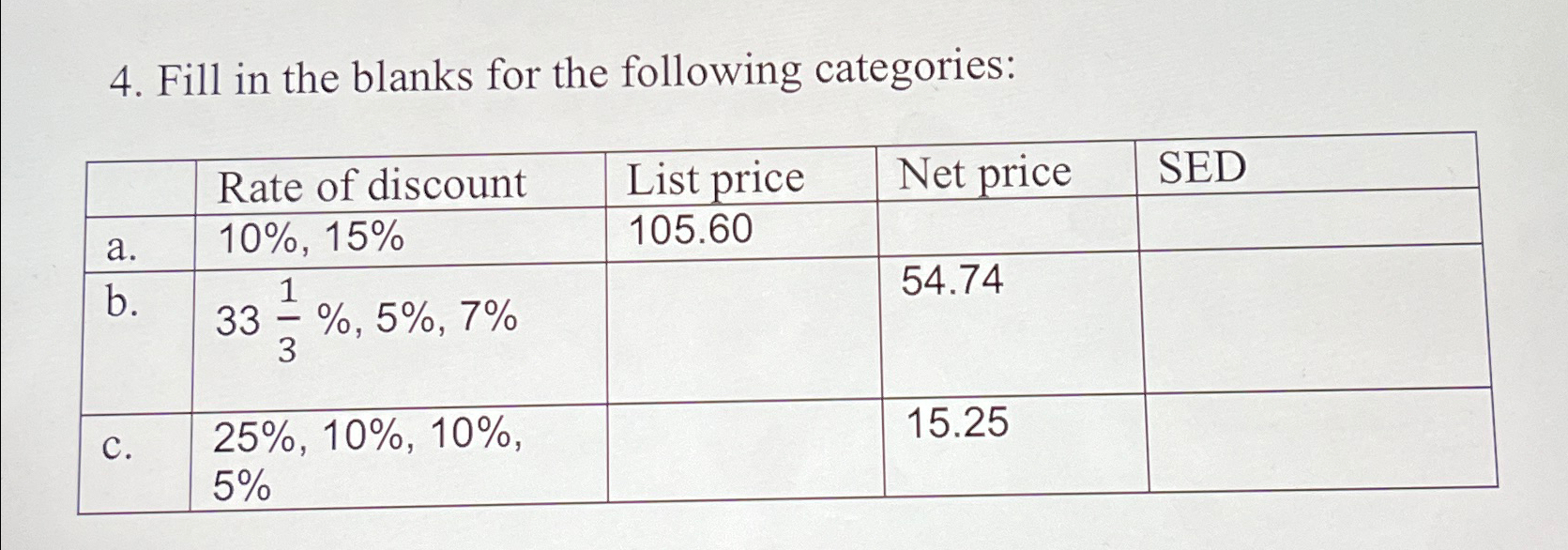 Solved Fill in the blanks for the following | Chegg.com