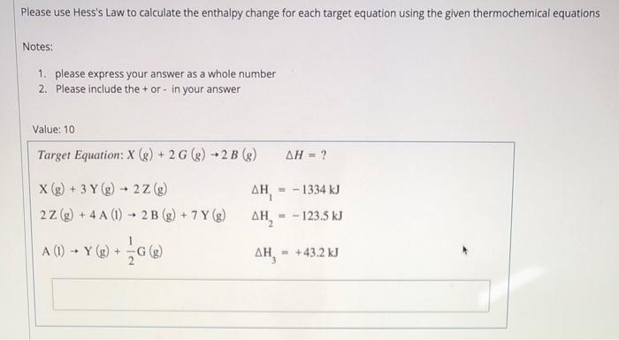 Solved Please use Hess's Law to calculate the enthalpy | Chegg.com