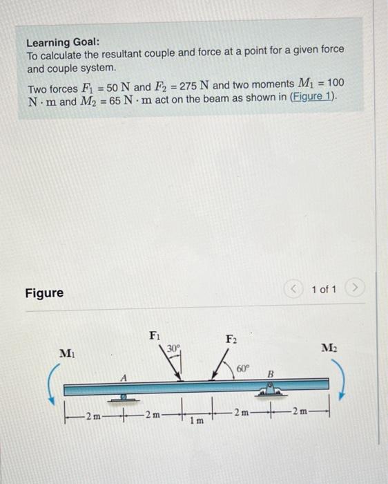 Solved Learning Goal: To calculate the resultant couple and | Chegg.com