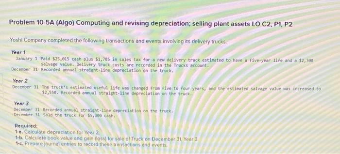Solved Problem 10-5A (Algo) Computing and revising | Chegg.com