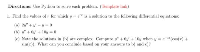 Solved Directions: Use Python to solve each problem. | Chegg.com