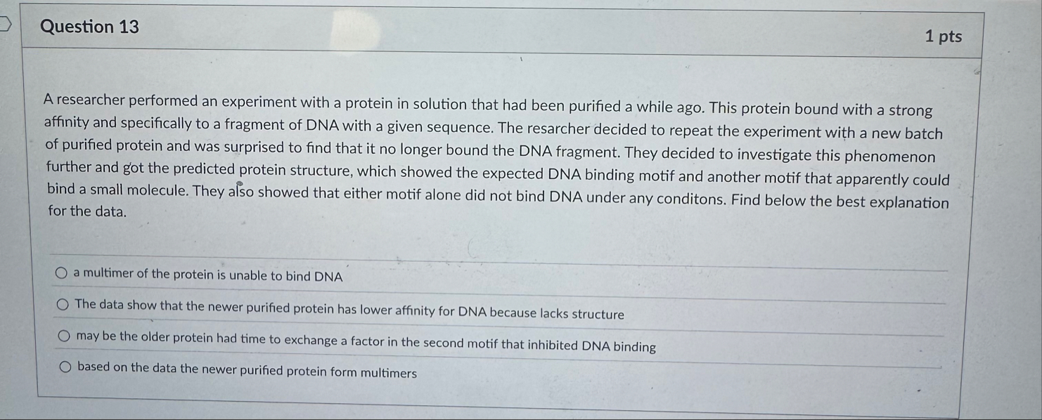 Solved Question 131 ﻿ptsA researcher performed an experiment | Chegg.com