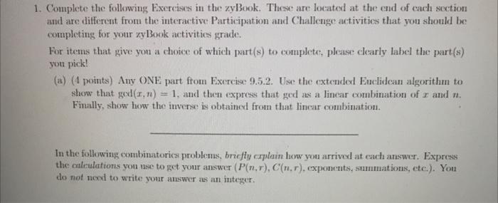 Solved 1. Complete the following Exercises in the zyBook. | Chegg.com