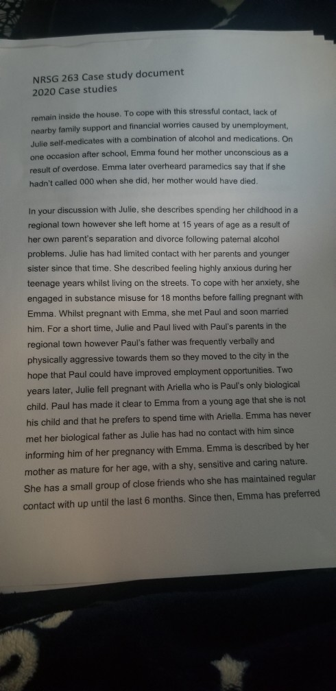 Solved NRSG 263 Case study document 2020 Case studies Week 8 | Chegg.com
