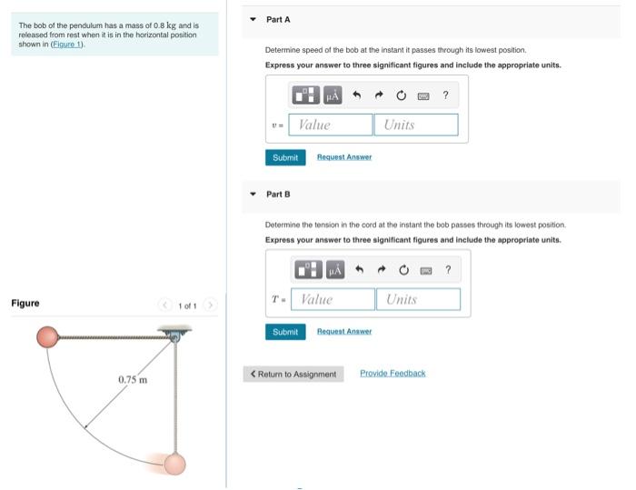 Solved The bob of the pendulum has a mass of 0.8 kg and | Chegg.com