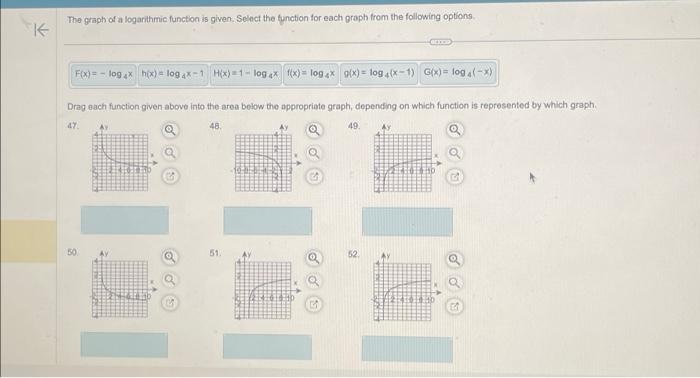 Solved The graph of a logarithmic function is given: Select | Chegg.com