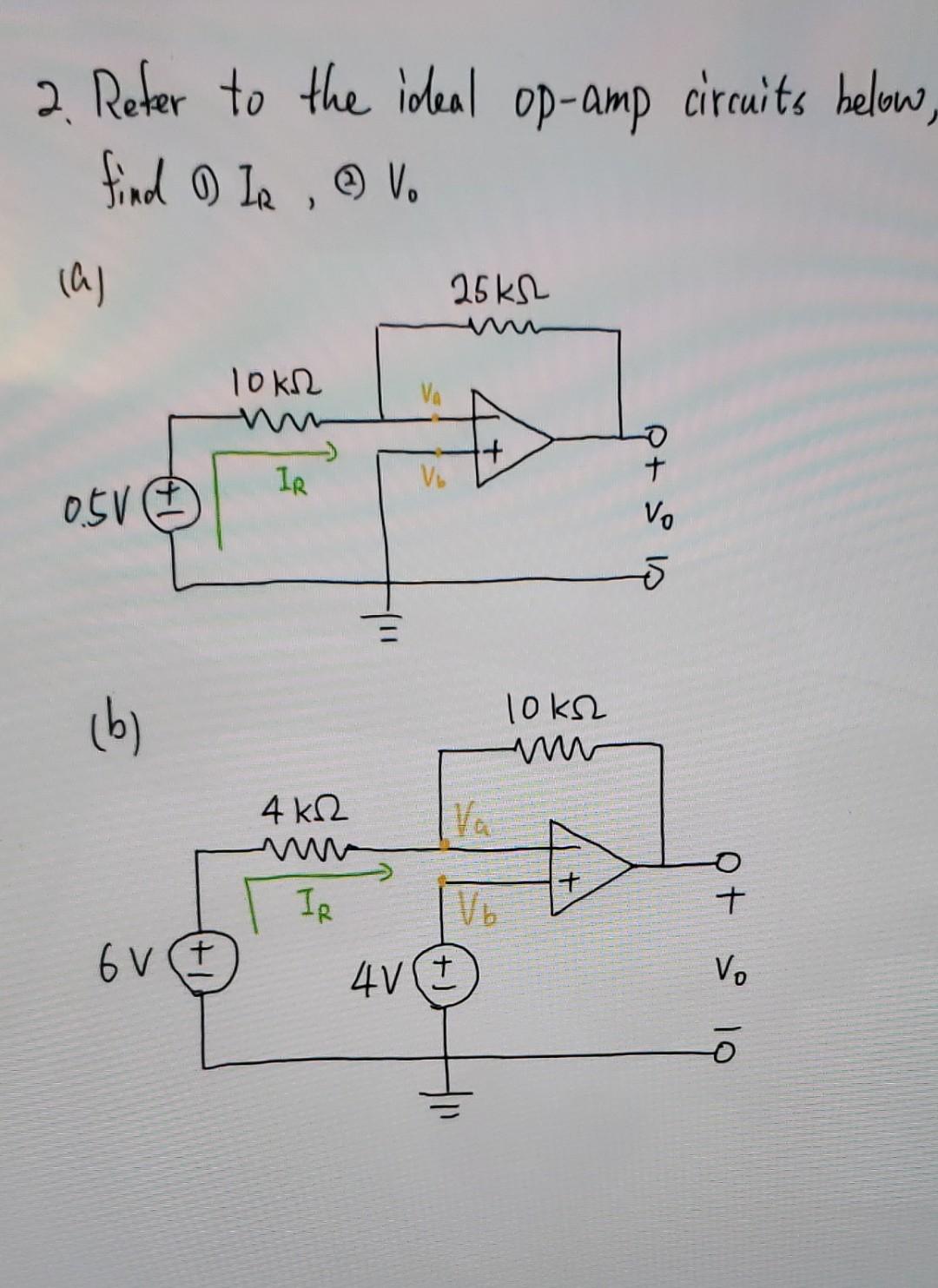 Solved 2. Reter to the ideal op-amp circuits below, find (0) | Chegg.com