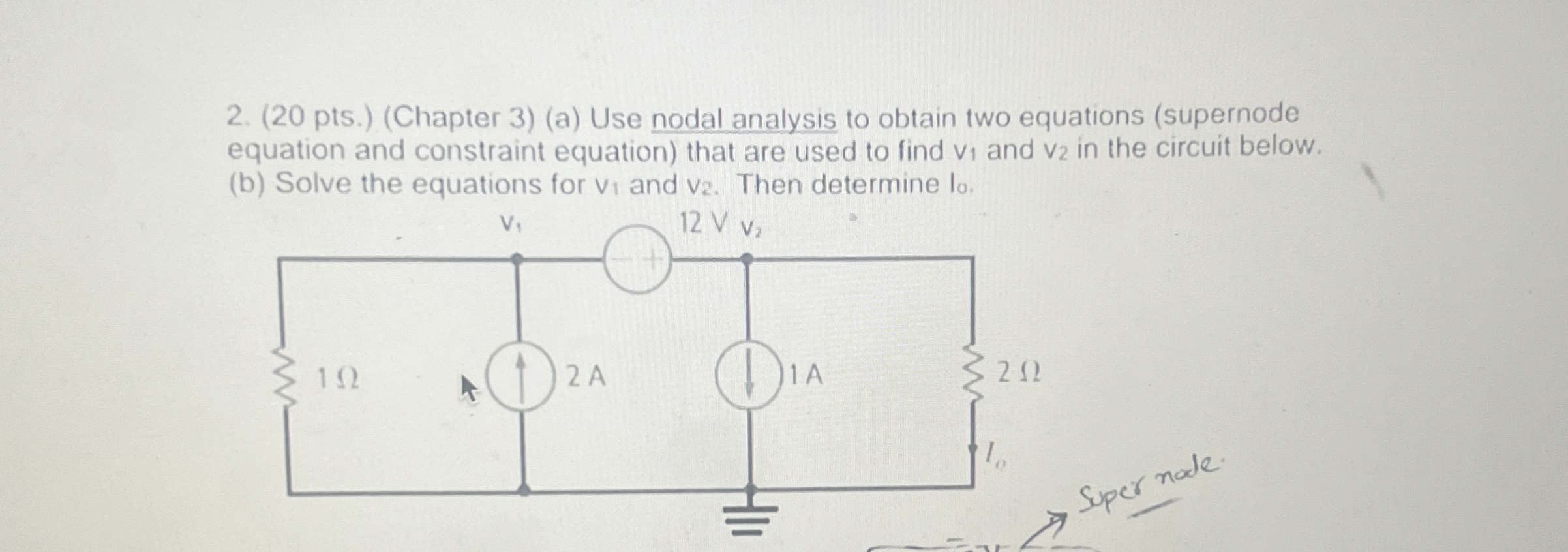 Solved (20 ﻿pts.) (Chapter 3) (a) ﻿Use nodal analysis to | Chegg.com