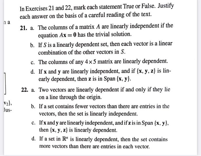 Solved In Exercises 21 and 22, mark each statement True or | Chegg.com