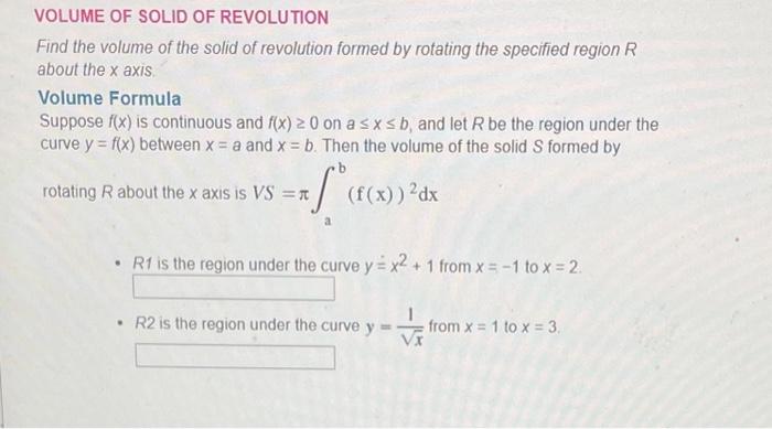Solved Find the volume of the solid of revolution formed by | Chegg.com
