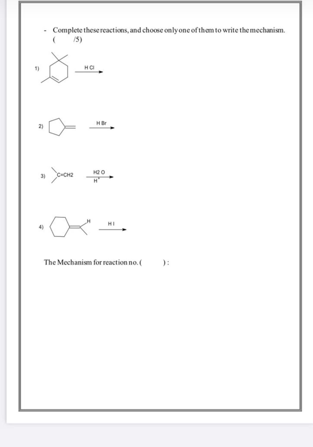 Solved Complete these reactions, and choose only one of them | Chegg.com