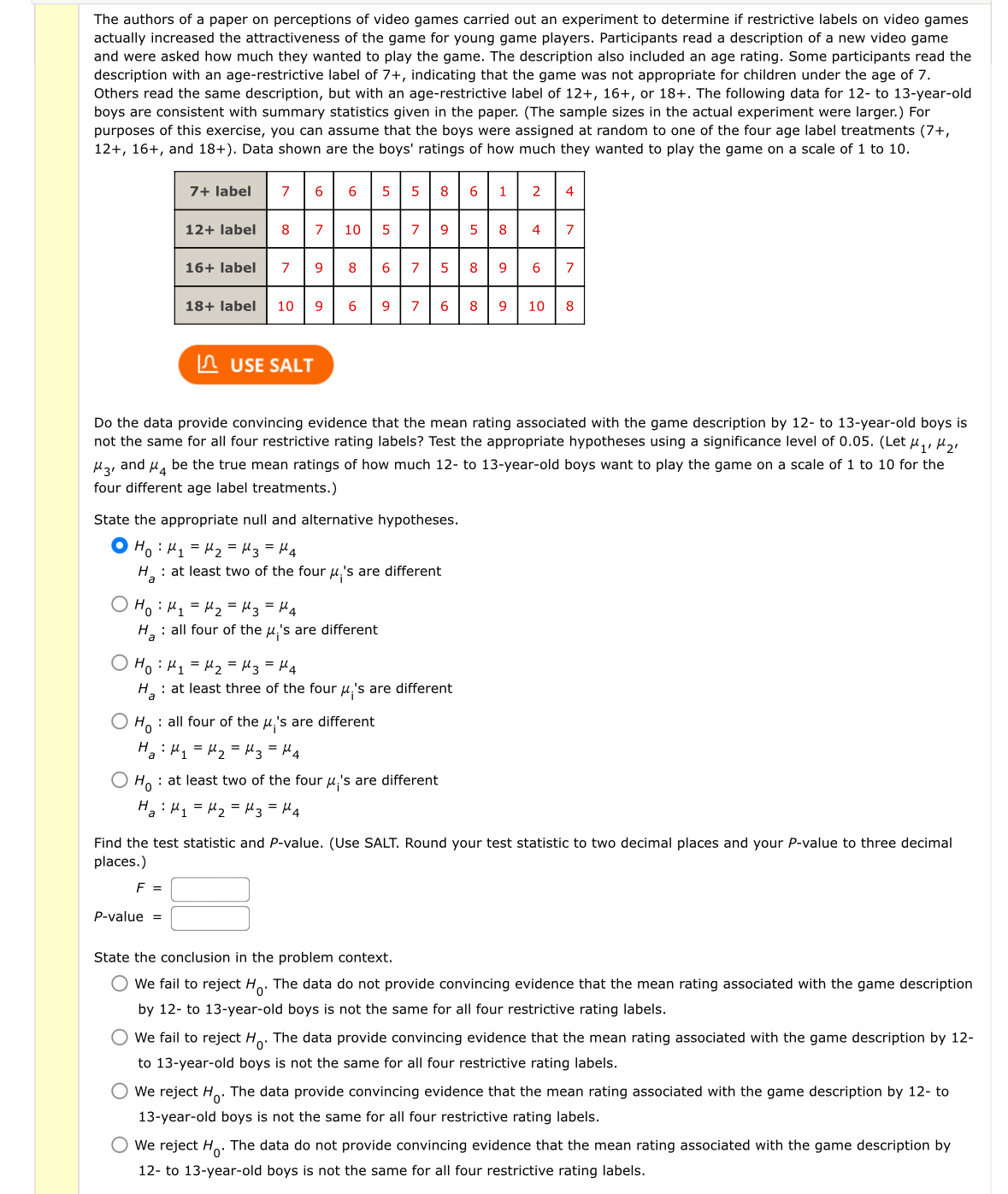 Solved The authors of a paper on perceptions of video games | Chegg.com