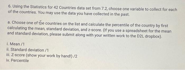 Solved 6. Using the Statistics for 42 Countries data set | Chegg.com