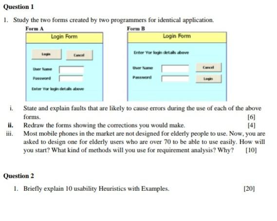 Solved Question 1 1. Study the two forms created by two | Chegg.com