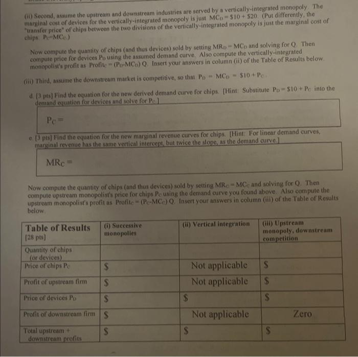 Solved (1) [Successive monopolies and double | Chegg.com