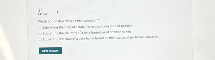 Solved Q1 1 Point Which option describes a slice operation? | Chegg.com