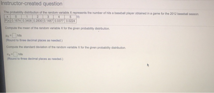 Solved Instructor-created question The probability | Chegg.com