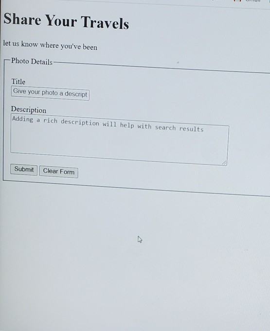Solved Create the form and position the elements using a | Chegg.com