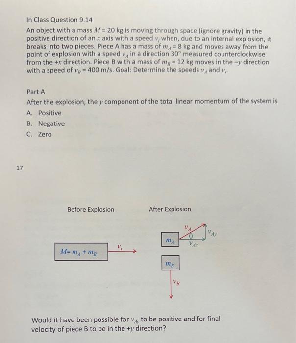 Solved In Class Question 9.14 An object with a mass M=20 kg | Chegg.com