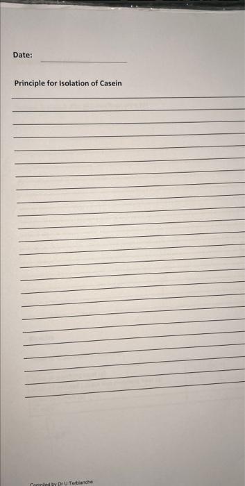 Solved Principle for Isolation of Casein | Chegg.com