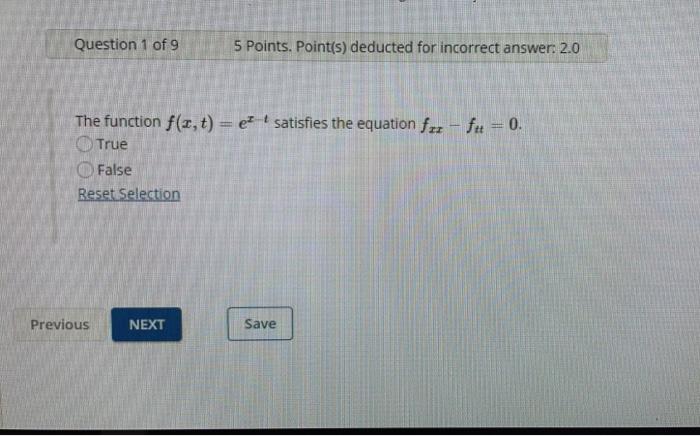 Solved Question 1 of 9 5 Points. Point(s) deducted for | Chegg.com