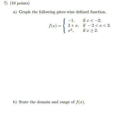 Solved (10 ﻿points)a) ﻿Graph the following piece-wise | Chegg.com