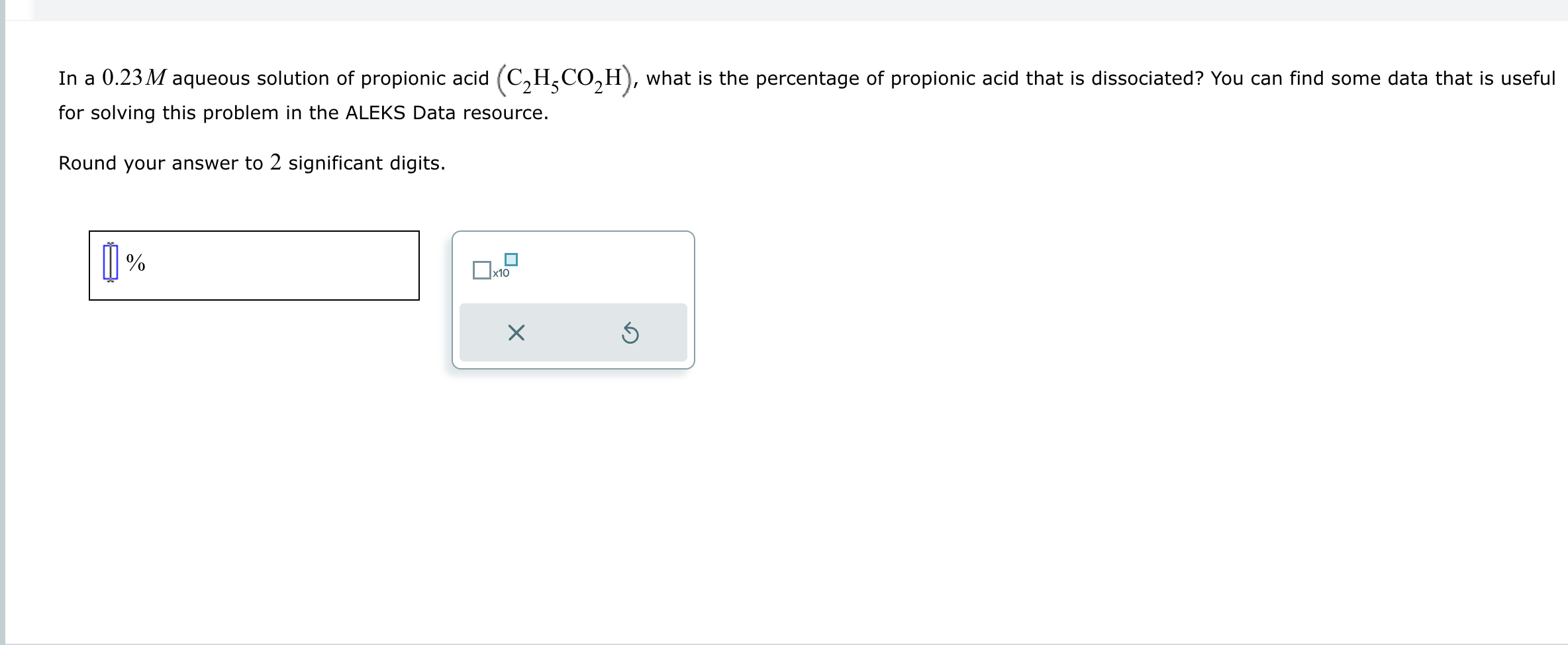 Solved In a 0.23M ﻿aqueous solution of propionic acid | Chegg.com