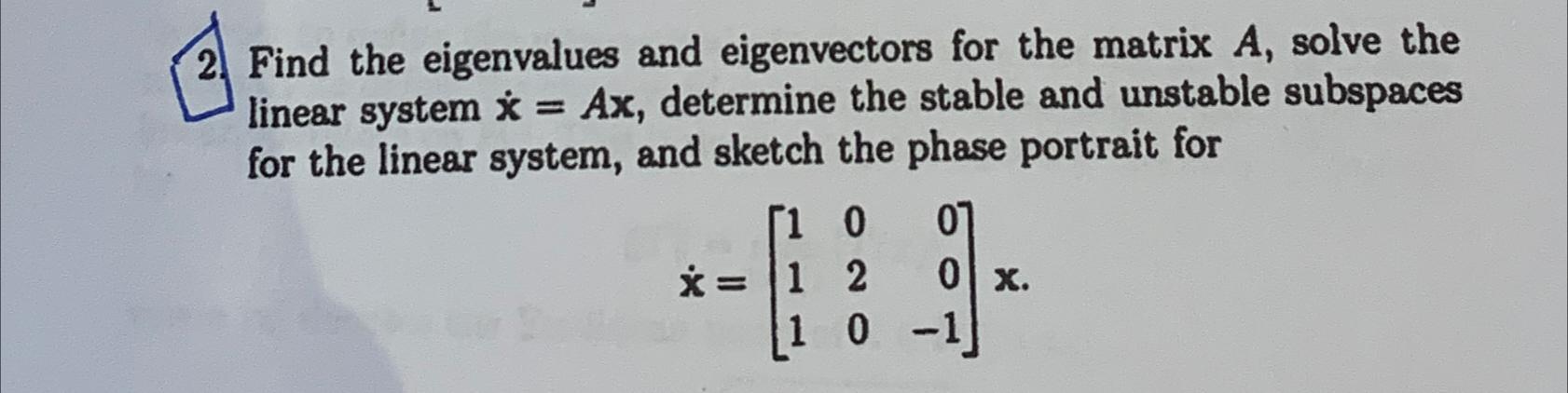 Solved Find the eigenvalues and eigenvectors for the matrix | Chegg.com